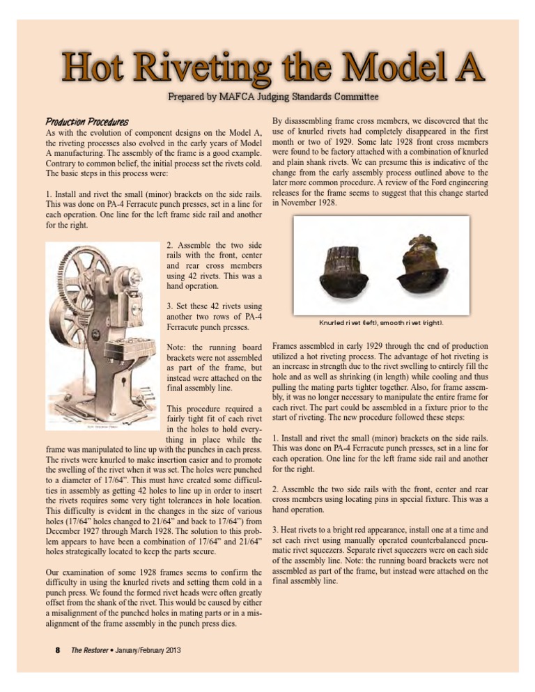 Hot Riveting The Model A | PDF | Rivet | Industries