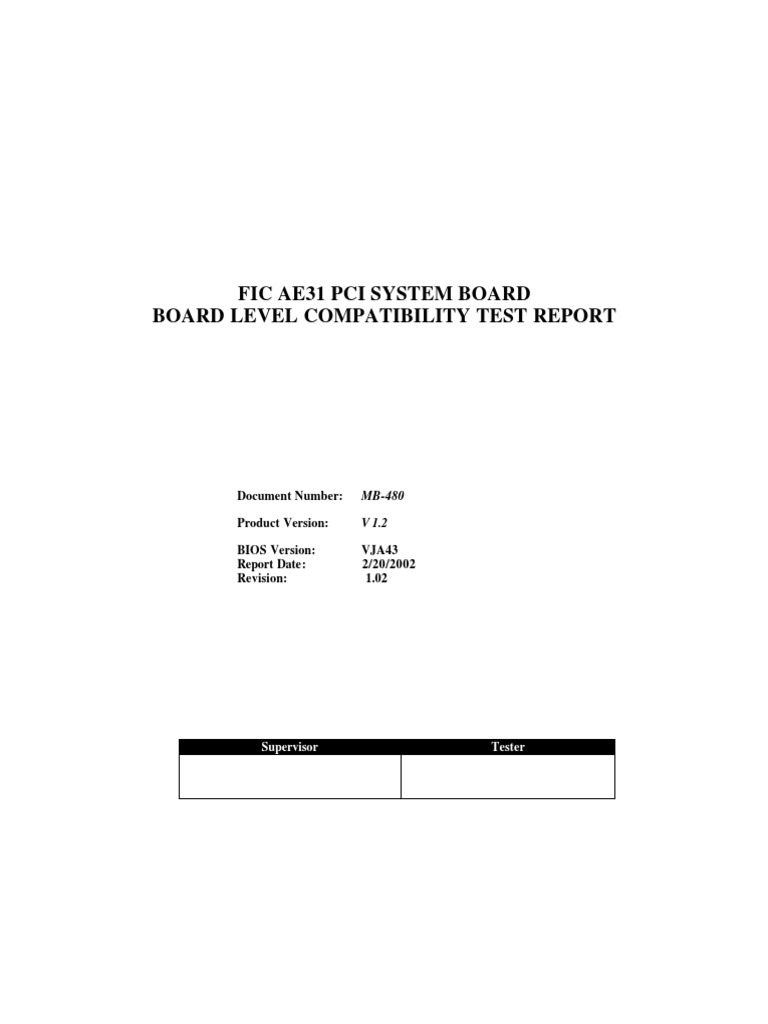 Fic Ae31 COMPATIBILITY TEST REPORT | PDF | Bios | Personal Computers