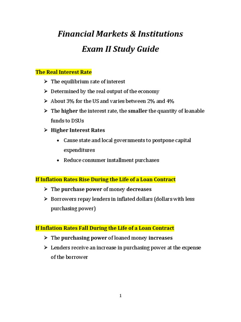 Financial Markets Exam Study Guide | PDF | Yield Curve | Bonds (Finance)
