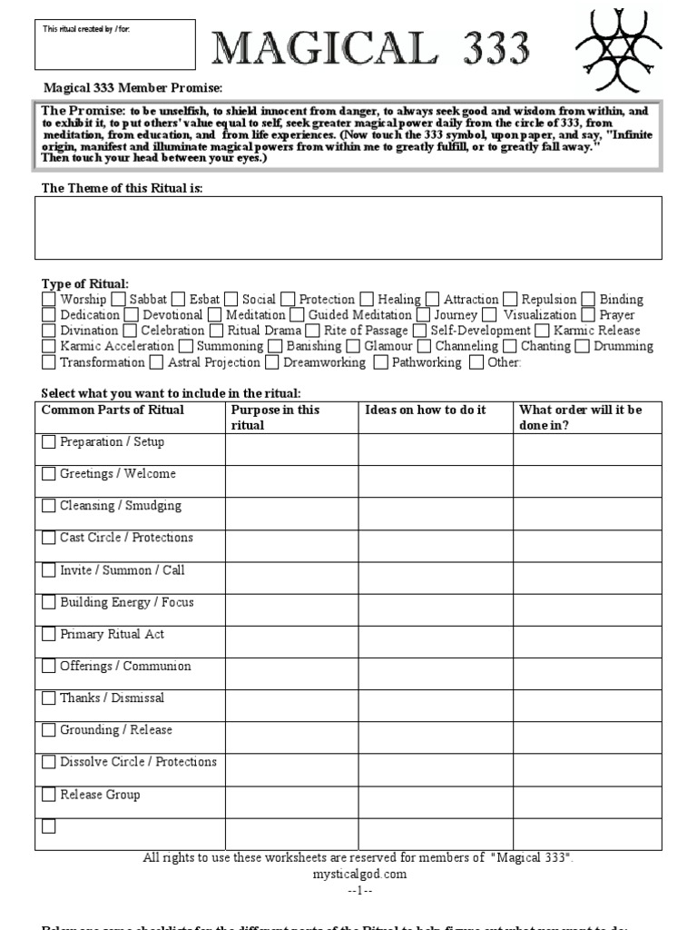Glamour Magic Ritual Worksheets | PDF | Magic (Paranormal) | Cultural ...
