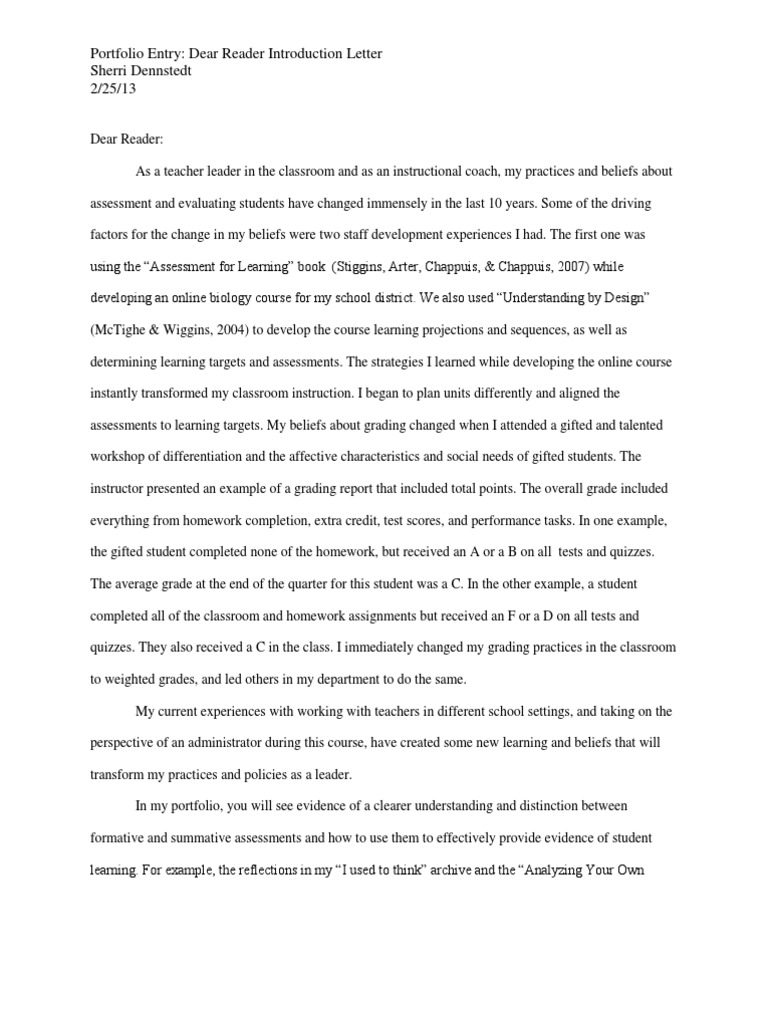 Dear Reader Introduction Letter Pdf Gifted Education Educational