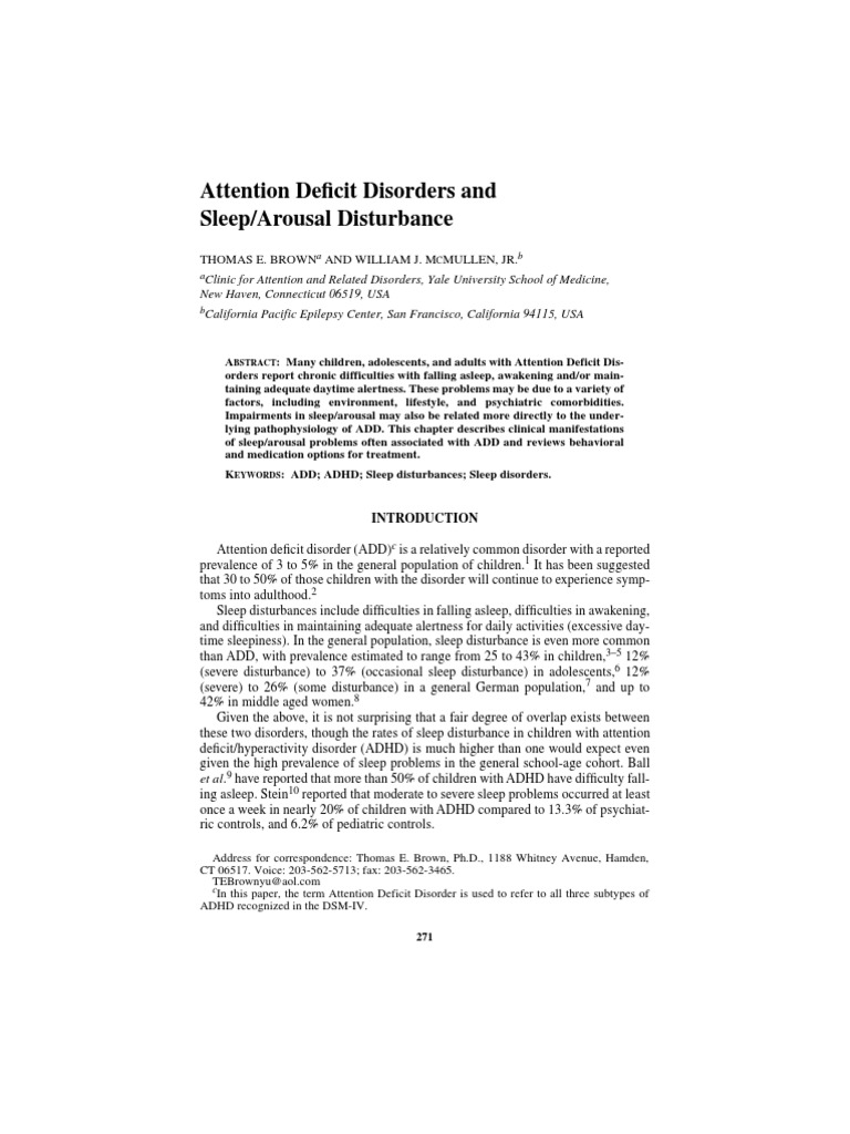 Sleep Chapter | PDF | Attention Deficit Hyperactivity Disorder | Sleep ...