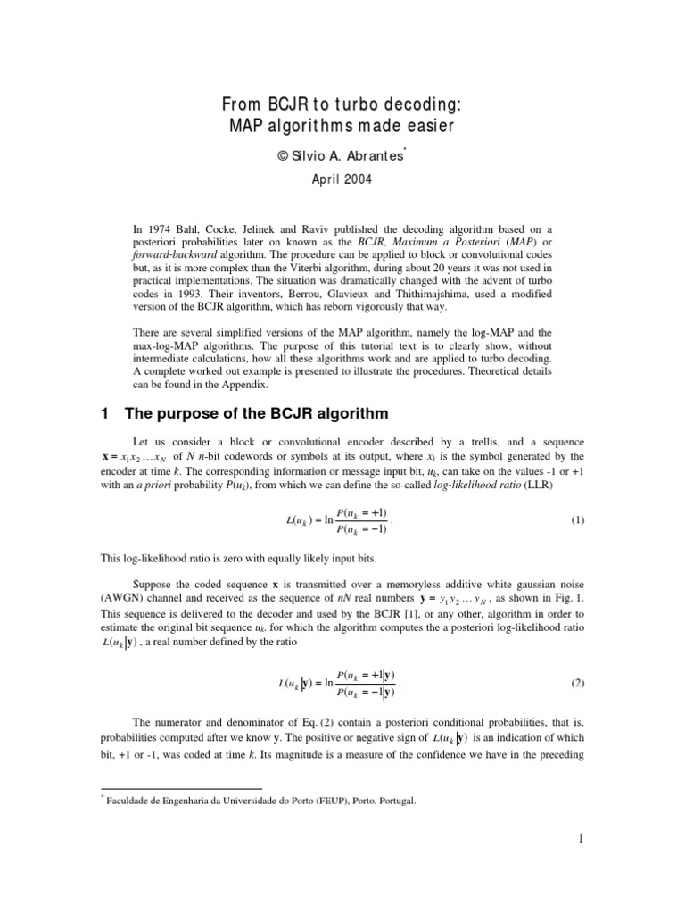From BCJR To Turbo | PDF | Discrete Mathematics | Mathematical Concepts