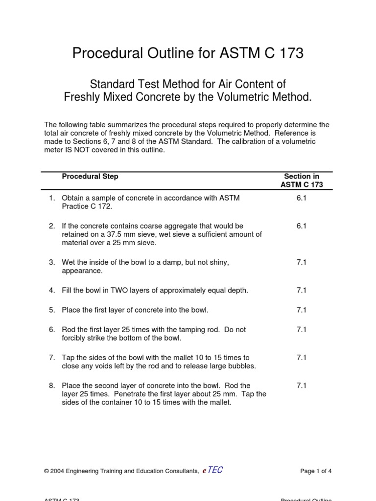 ASTM C 173 Air Content Testing Guide | PDF | Concrete | Engineering