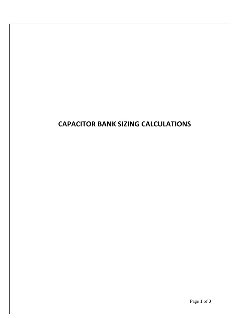 Capacitor Bank Sizing Calculations | PDF | Capacitor | Electricity