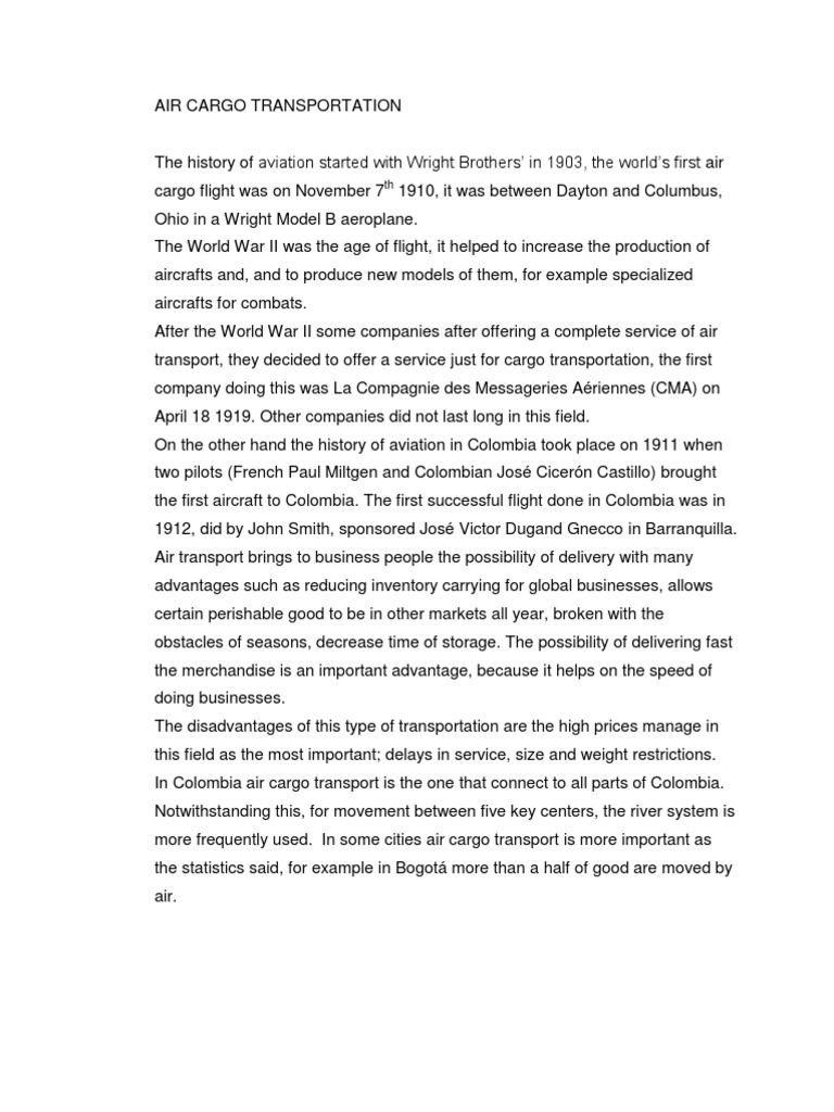 Air Transport Essay | PDF | Aviation | Cargo