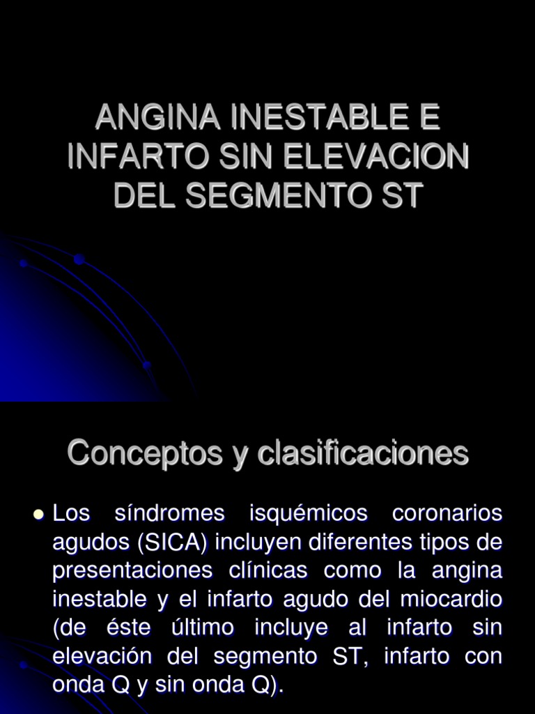 Angina Inestable e Infarto Sin Elevacion Del Segmento ST | PDF ...