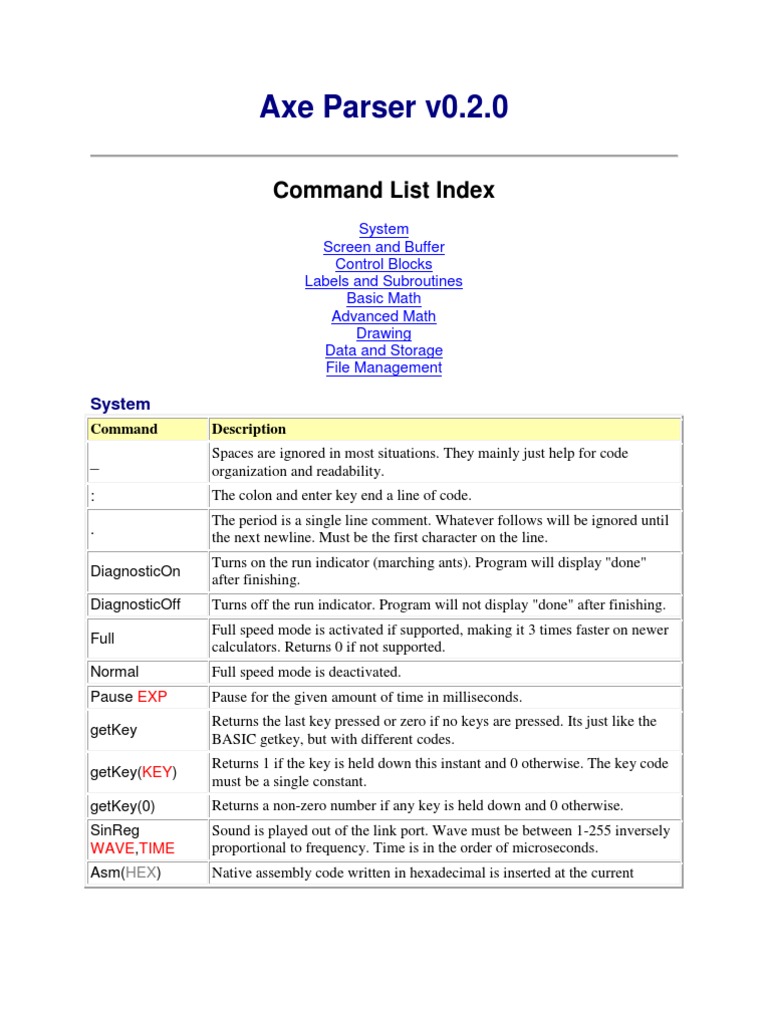 Commands (Axe Parser) | PDF | Pointer (Computer Programming ...