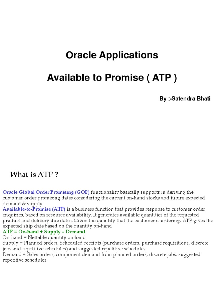 Oracle ATP | PDF | Supply Chain | Economies