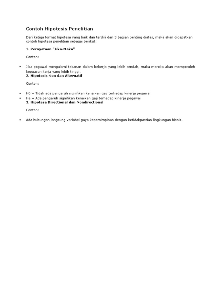 Contoh Hipotesis Penelitian | PDF