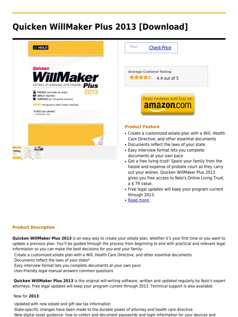 Quicken WillMaker Plus 2013 (Download) | PDF | Power Of Attorney | Will ...
