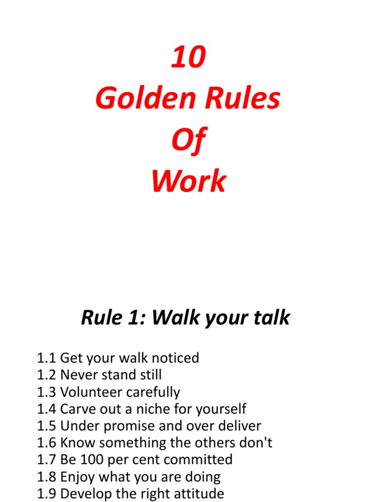 10 Golden Rules of Work | PDF | Lifestyle