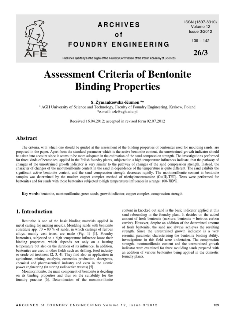 Bentonite For Foundries | PDF | Foundry | Temperature