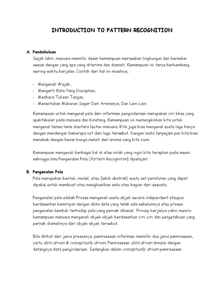 Introduction To Pattern Recognition | PDF
