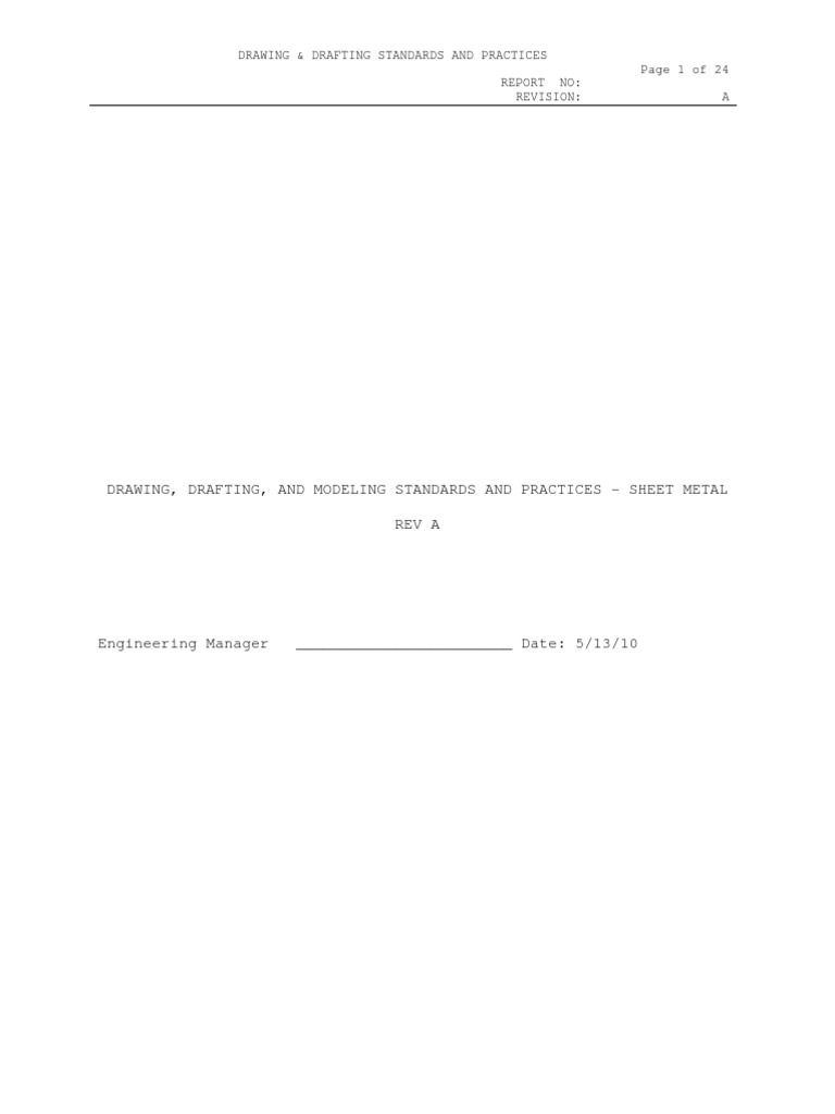 Drawing, Drafting, & Modeling Standards and Practices - Sheet Metal ...