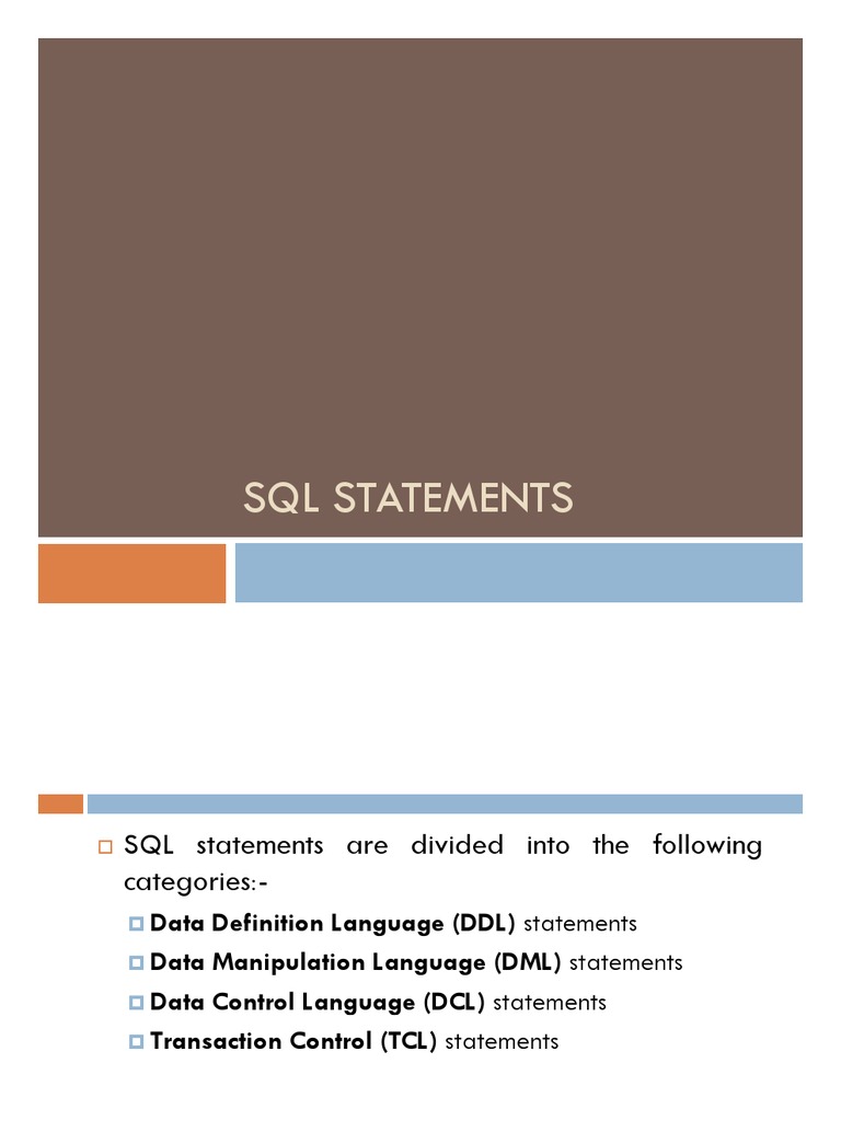Sql Statements Pdf Relational Database Sql