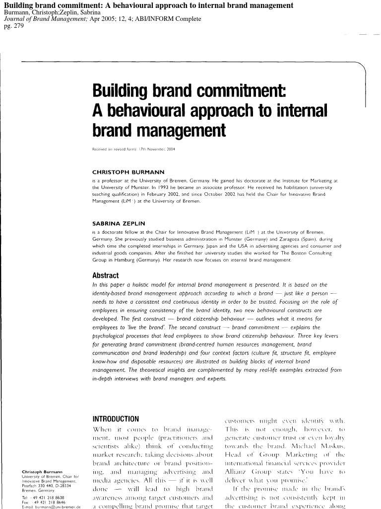 Journal of Brand Management Apr 2005 12, 4 ABI/INFORM Complete | PDF