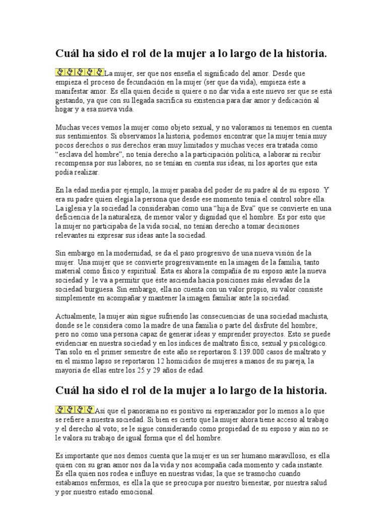 Evolución del rol de la mujer en la historia | PDF | Mujer | Hombre
