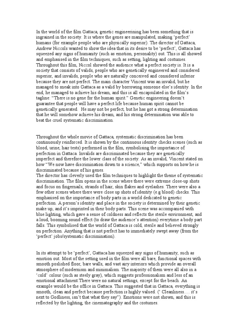 Gattaca Essay | PDF | Games & Activities | Art