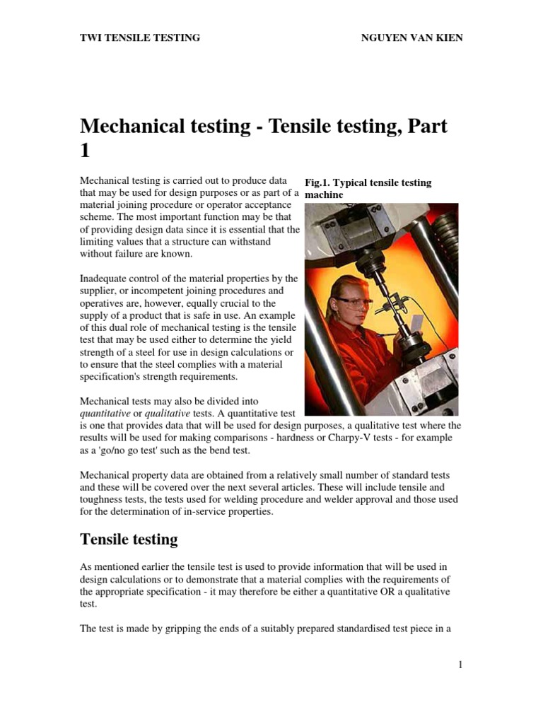 Twi Tensile Testing | PDF | Deformation (Engineering) | Strength Of ...