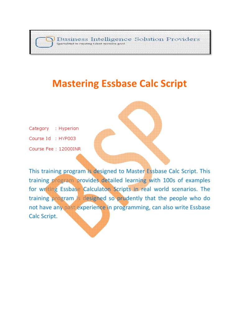 Mastering Essbase Calc Scriptnew | PDF