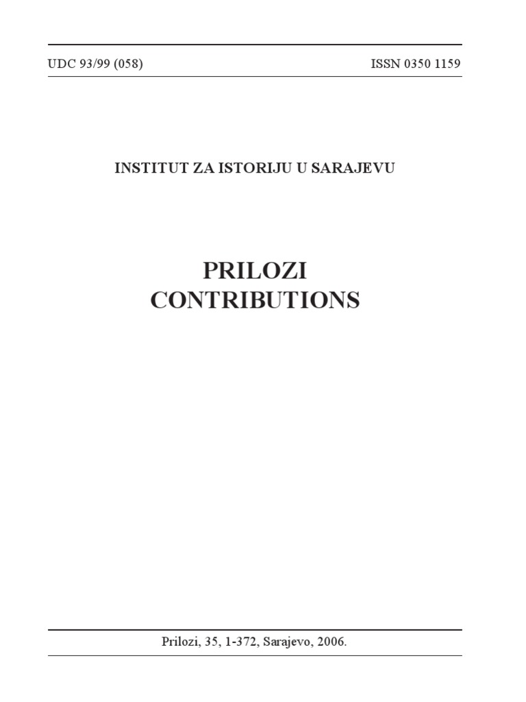 Institut Za Istoriju U Sarajevu - Prilozi - 35 | PDF