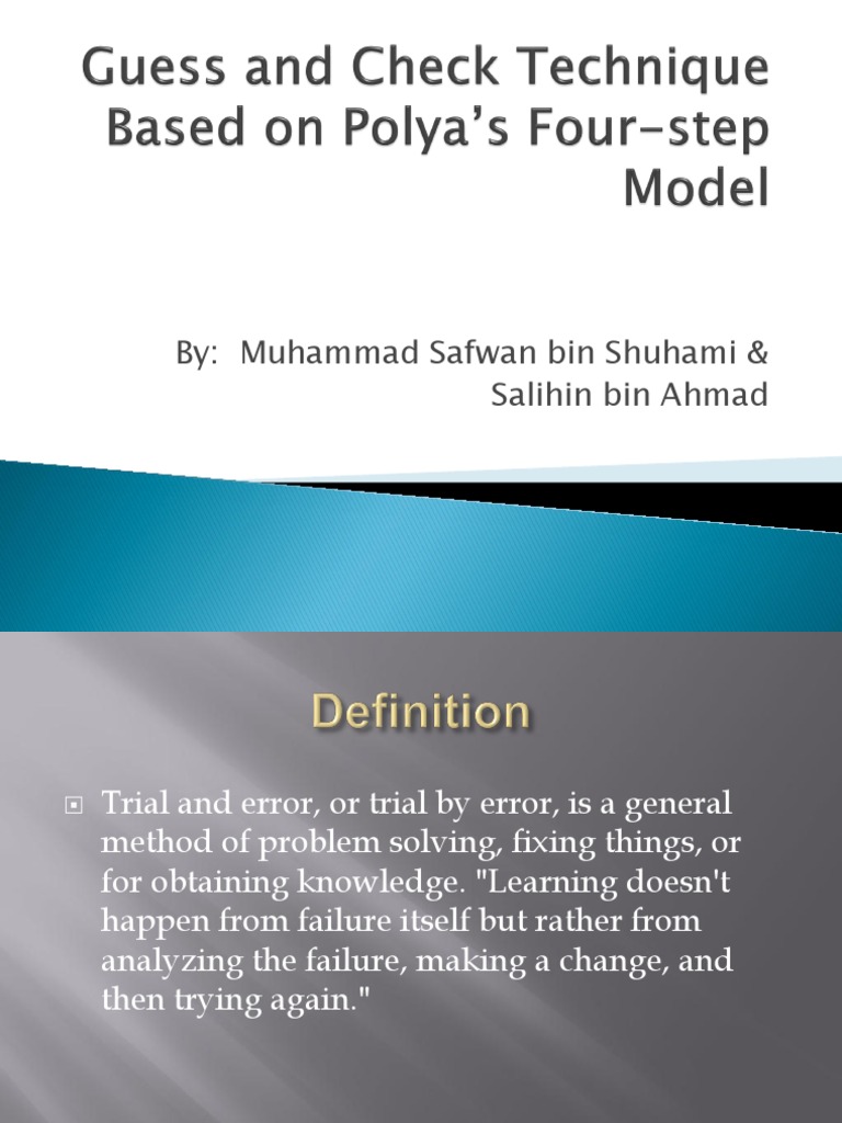 Guess and Check Technique Based On Polya's Four-Step | PDF ...