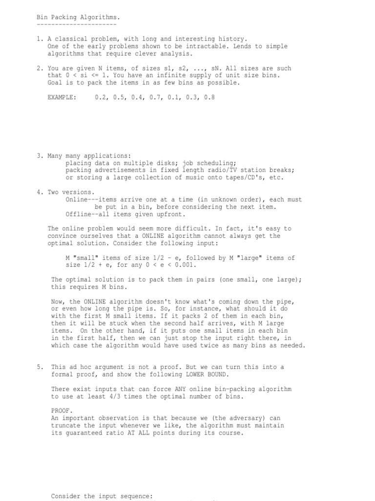 Bin Packing | PDF | Algorithms | Applied Mathematics