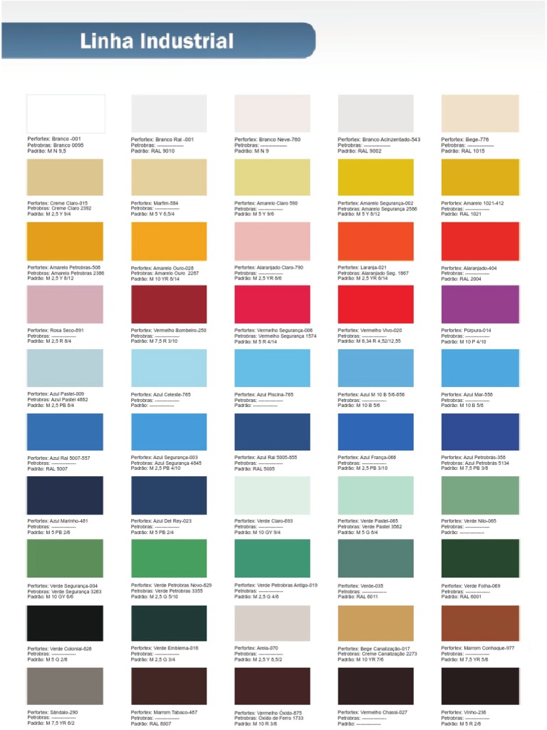 Tabela de Cores Fortex e Petrobras | PDF | Espectro eletromagnético | Cor