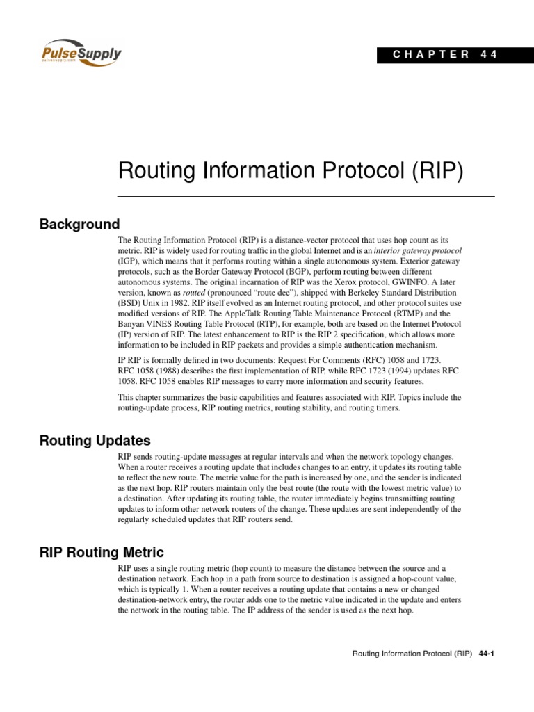 Routing Information Protocol (RIP) : Background | PDF | Computers