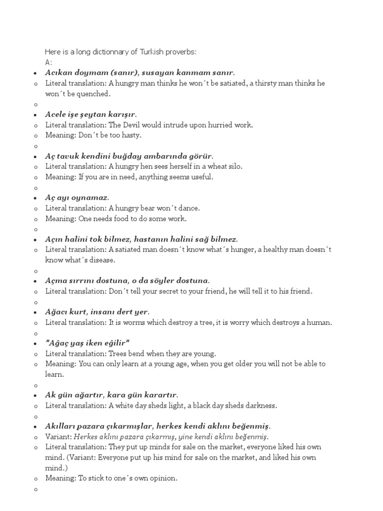 Turkish Proverbs | PDF | Nature