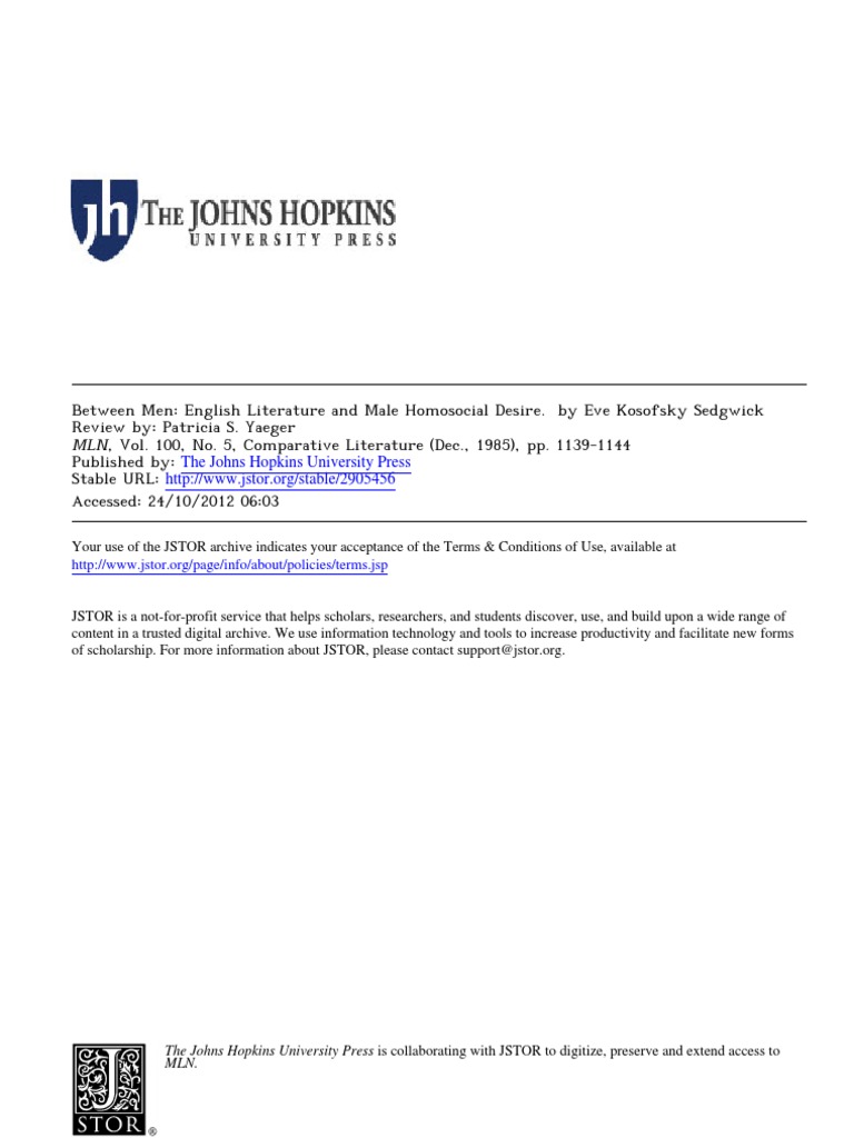 Sedgwick's Homosocial Desire in Literature | PDF | Gender | Gender Studies
