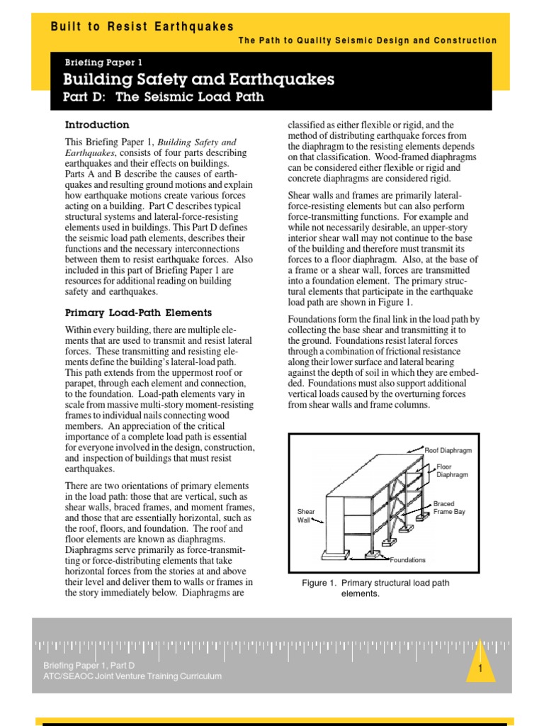 Building Safety and Earthquakes: Part D: The Seismic Load Path | PDF