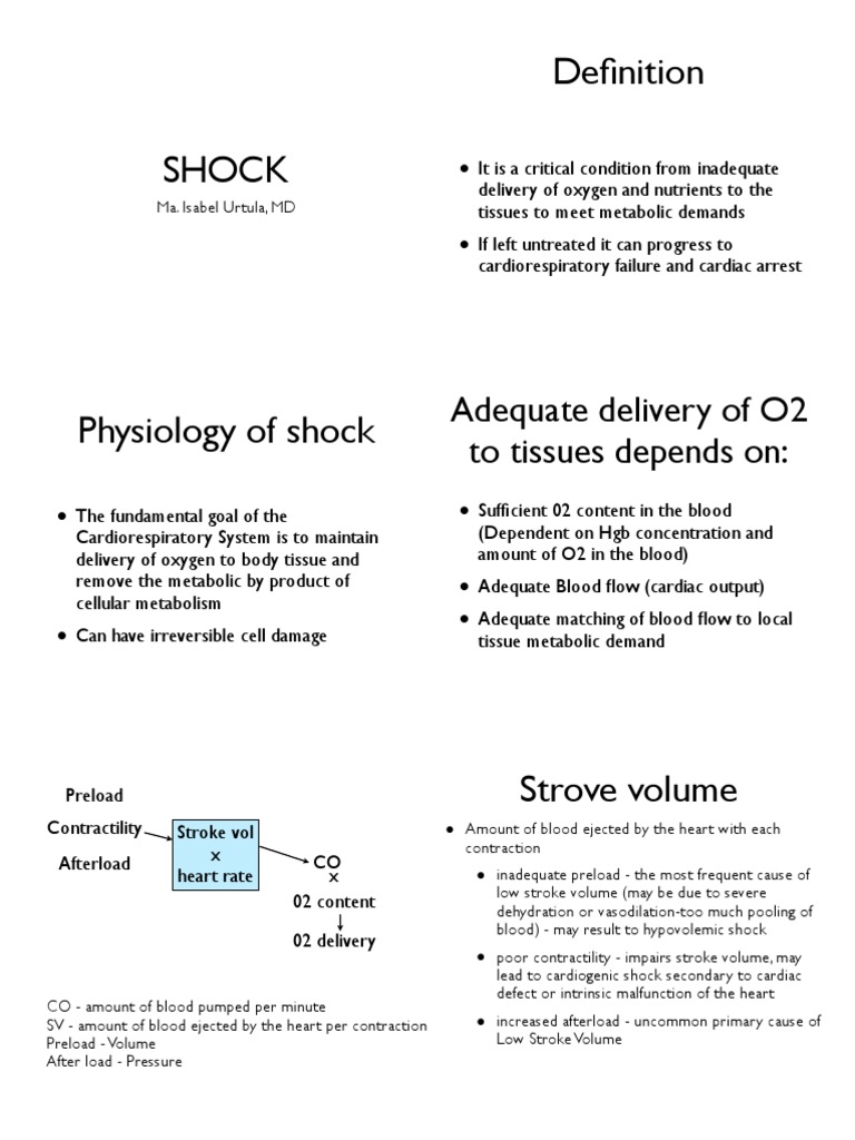 Adequate Delivery of O2 To Tissues Depends On | PDF | Shock ...