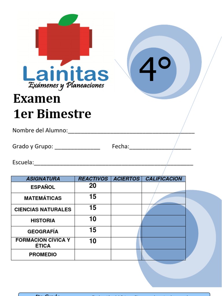 4to Grado - Bimestre 1 (11-12) | PDF