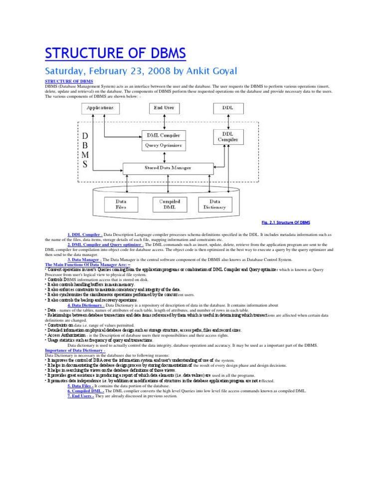 Structure of Dbms | PDF | Databases | Information Management