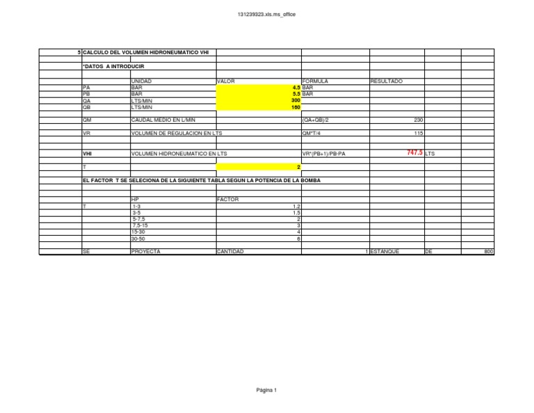 Planilla Para El Calculo de Instalaciones de Agua Potable