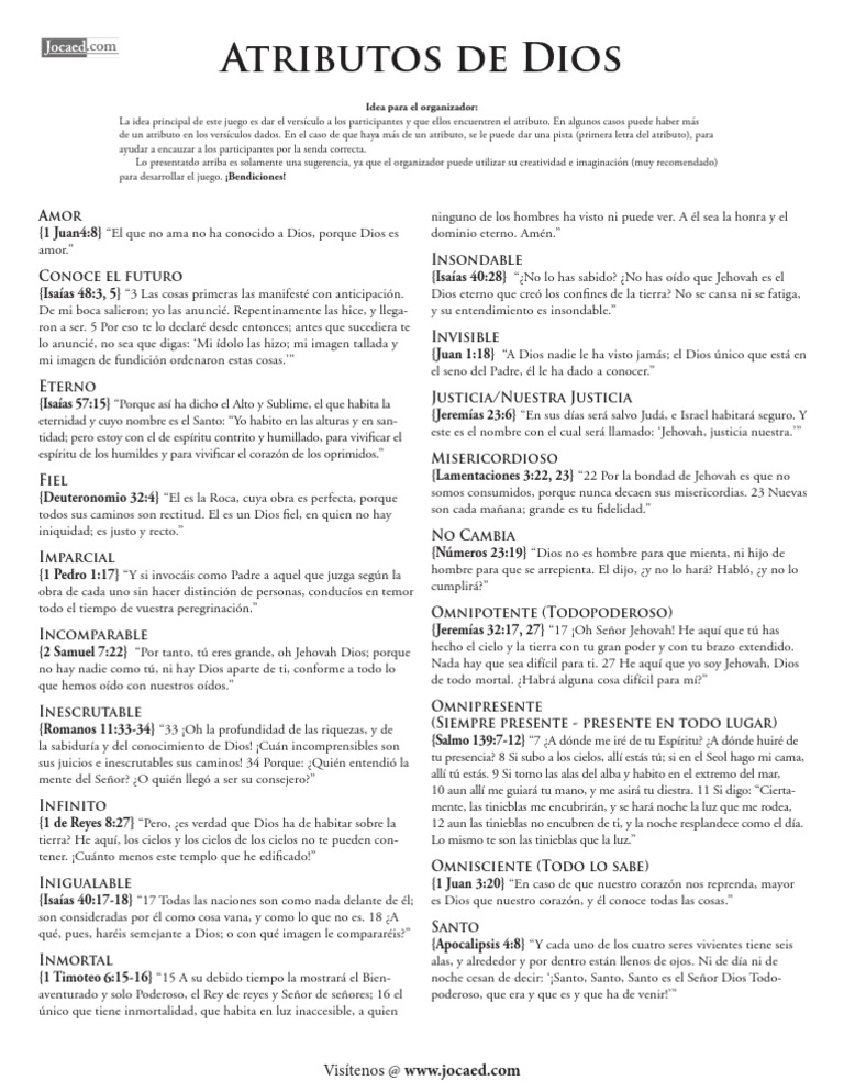 Atributos de Dios para Niños | PDF | Teología | Dios