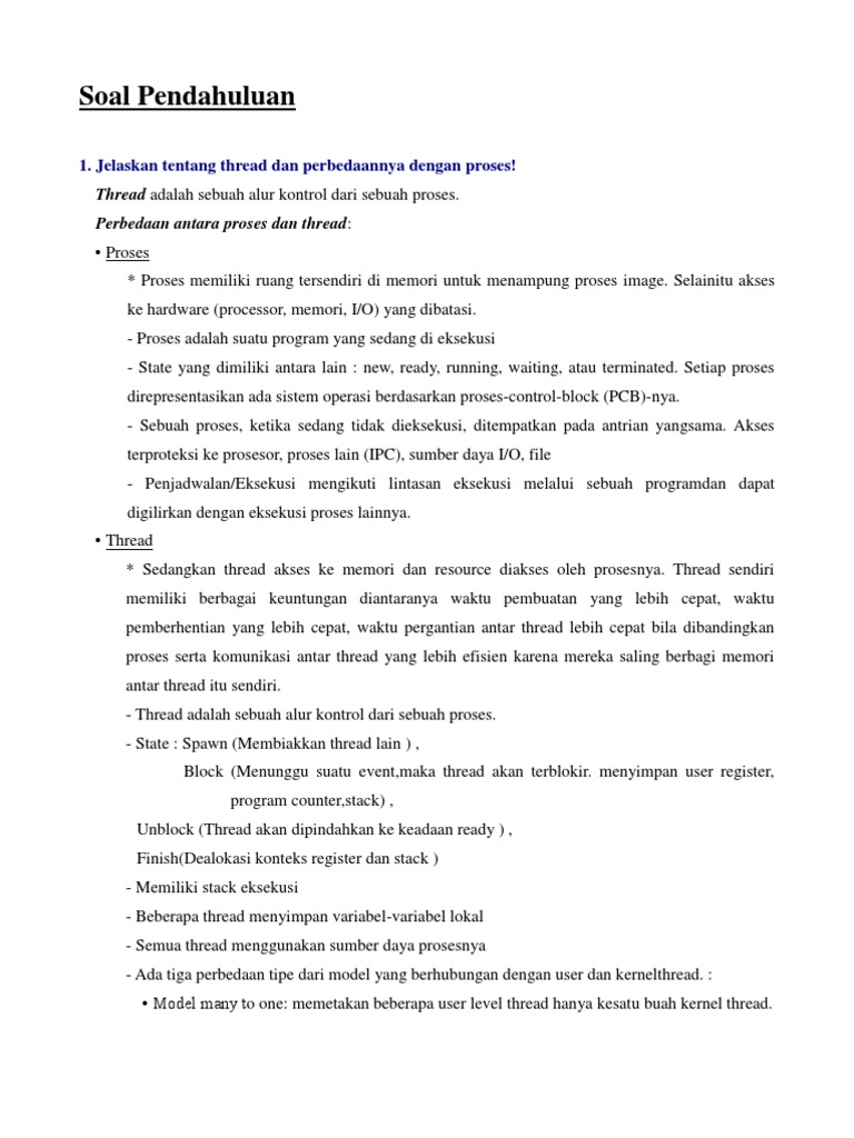 Perbedaan Thread dan Proses | PDF | Komputer