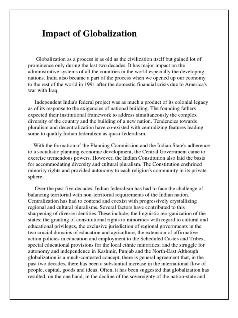 Impact of Globalizatio | PDF | Globalization | Federalism