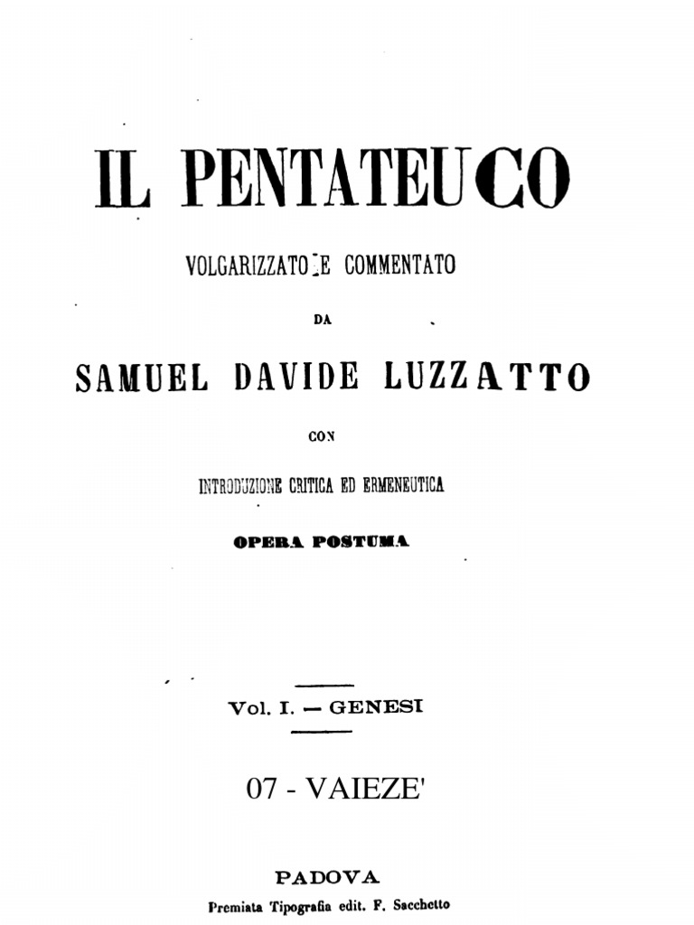 Samuel Davide Luzzatto Pentateuco Volgarizzato. Genesi 28-32 | PDF ...