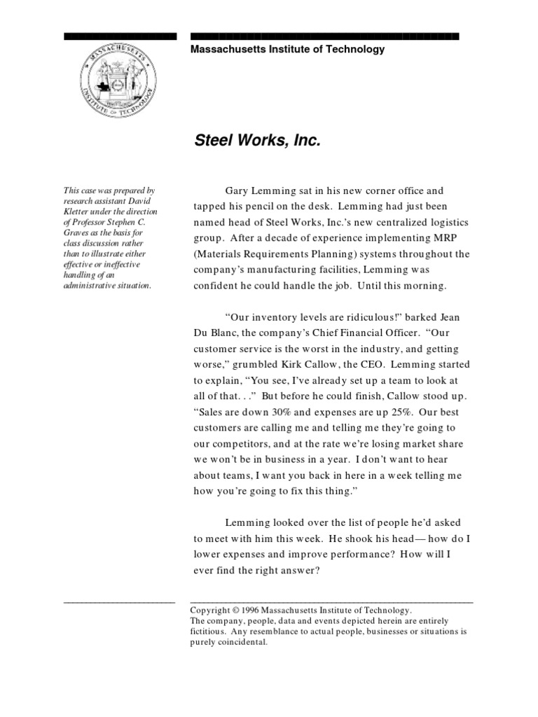 Steel Works | Download Free PDF | Coefficient Of Variation | Inventory