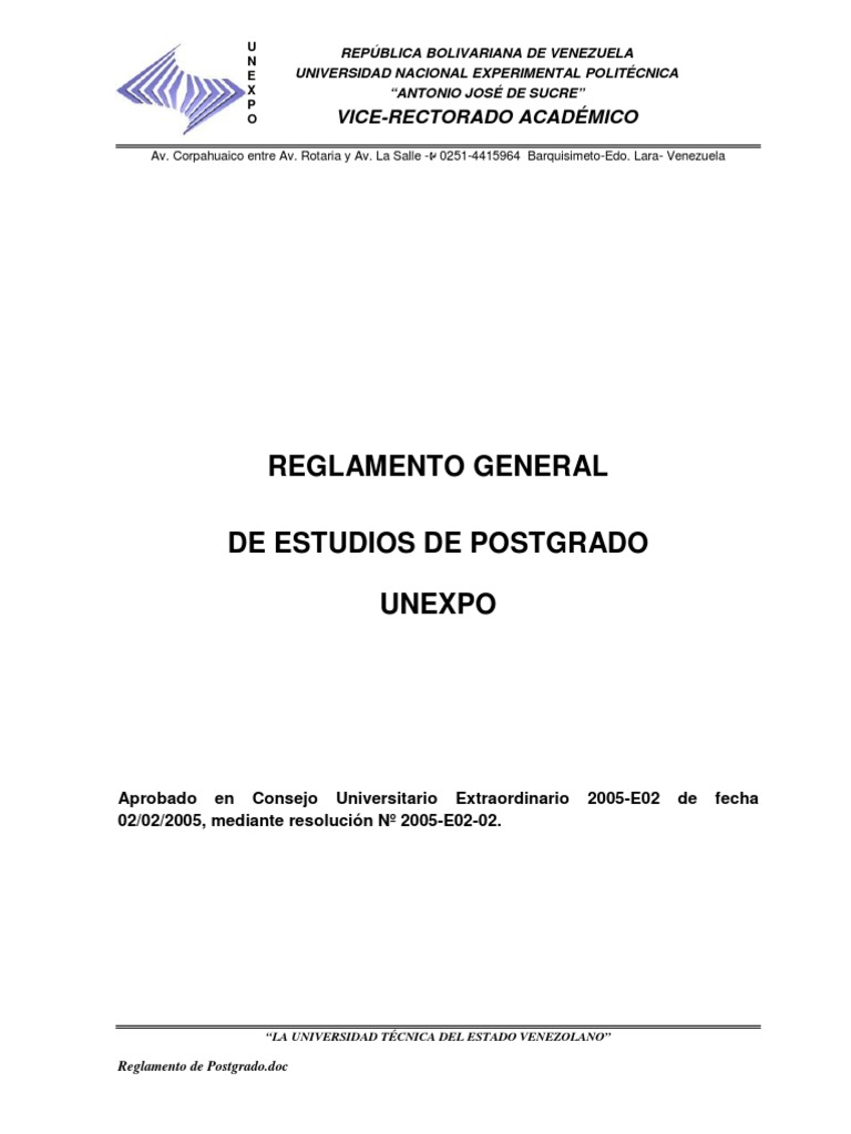 Reglamento General de Estudios de Postgrado | Descargar gratis PDF | Titulo academico | Doctorado