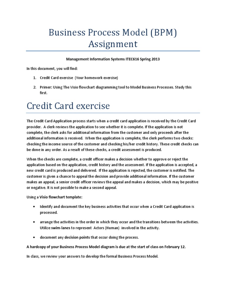 Credit Card Application Processing Assignment Spr2013 v1-1 | PDF ...