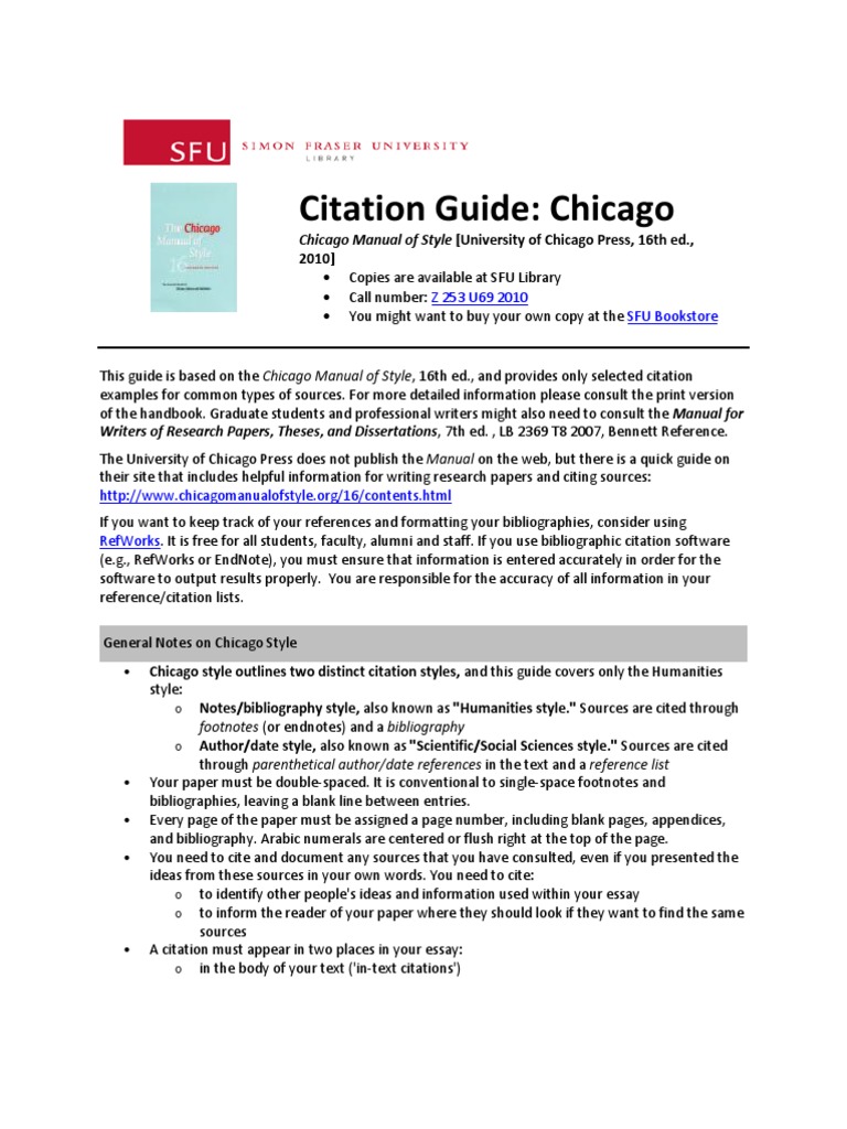 Chicago Format Style Sheet | PDF | Citation | Note (Typography)