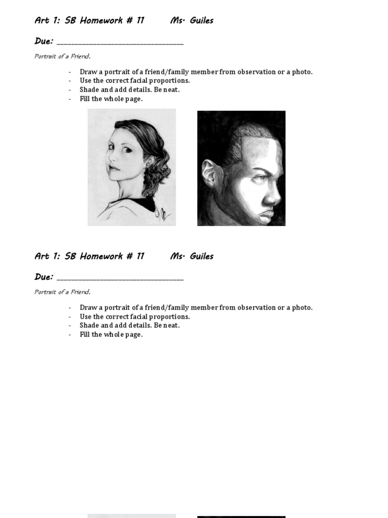 Portrait Drawing Assignment Guidelines | PDF | Home & Garden
