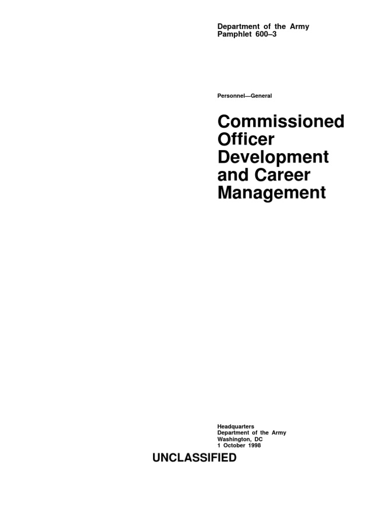 Da Pam 600-3 Commissioned Officer Development and Career Management ...