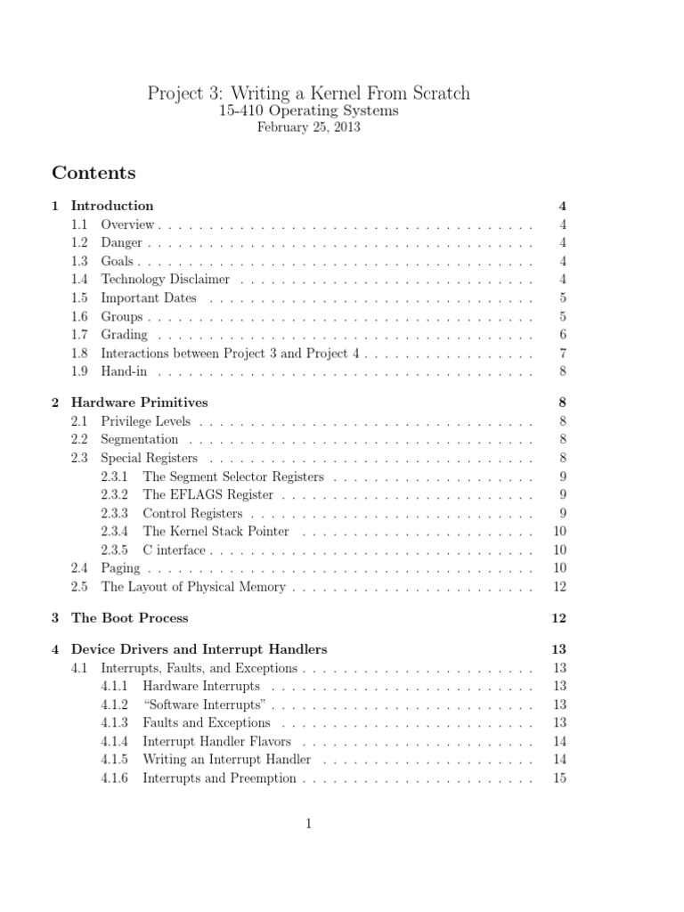 Project 3: Writing A Kernel From Scratch: 15-410 Operating Systems | PDF | Thread (Computing ...