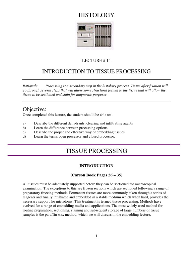 Histology: Introduction To Tissue Processing | PDF | Ethanol | Fixation ...