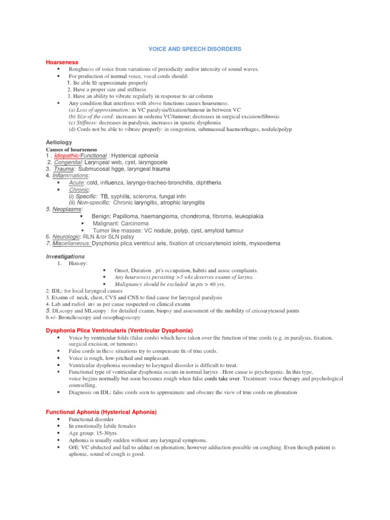 Voice and Speech Disorders | PDF | Larynx | Stuttering